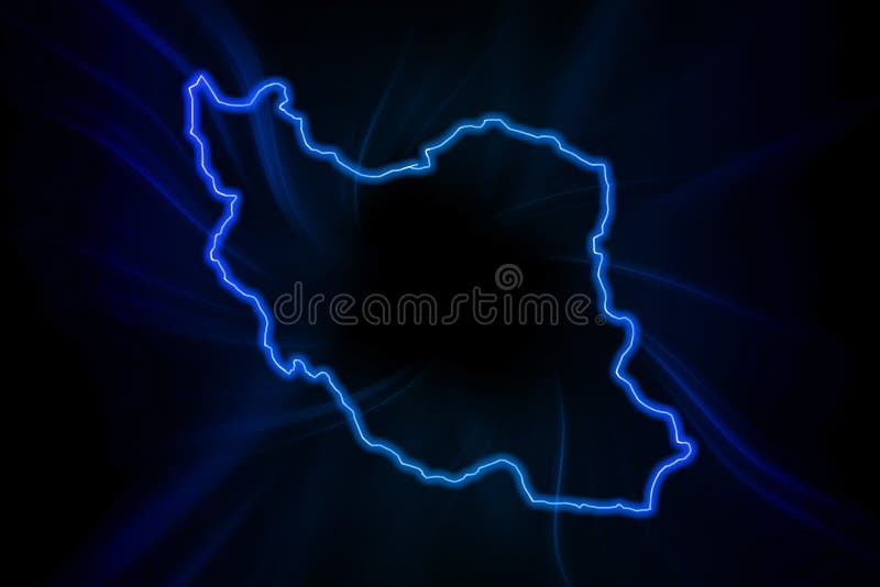 Glowing Map of Iran, Modern Blue Outline Map Stock Illustration ...