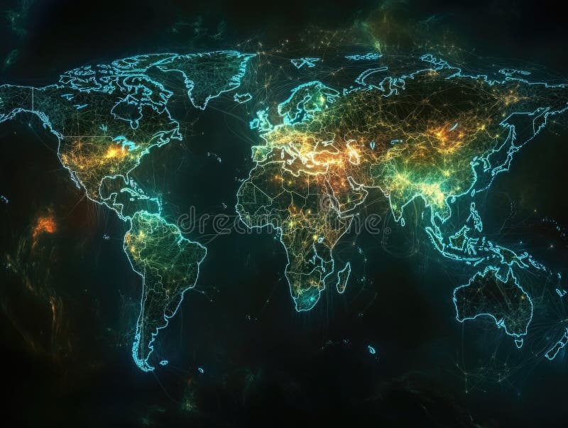 Glowing Map Lights stock image. Image of dark, heavenly - 379119425