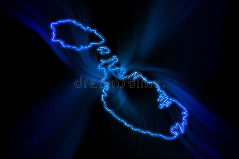 Glowing Map of Malta, Modern Blue Outline Map Stock Illustration ...