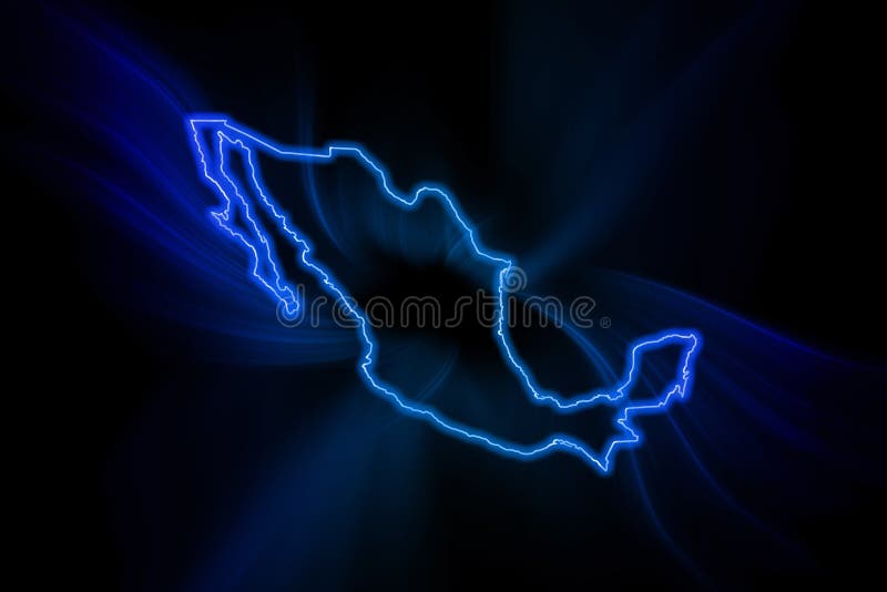 Glowing Map of Mexico, Modern Blue Outline Map Stock Illustration ...