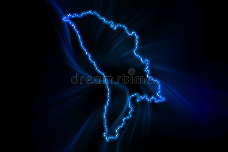Glowing Map of Moldova, Modern Blue Outline Map Stock Illustration ...