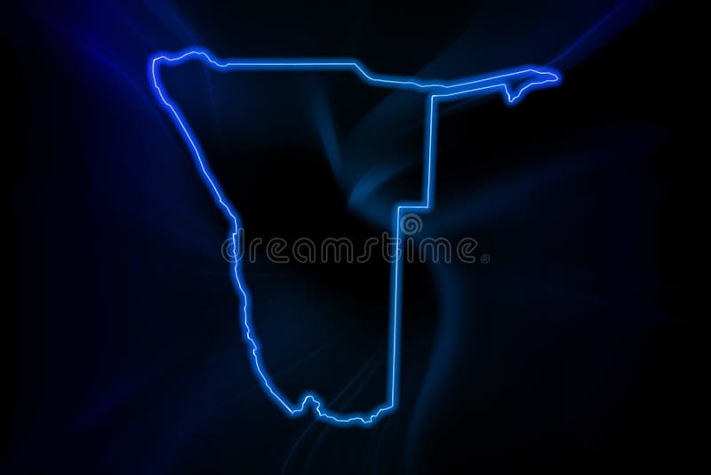 Glowing Map of Namibia, Modern Blue Outline Map Stock Illustration ...
