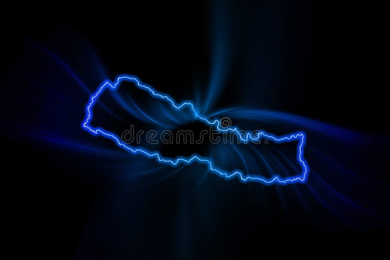 Glowing Map of Nepal, Modern Blue Outline Map Stock Illustration ...