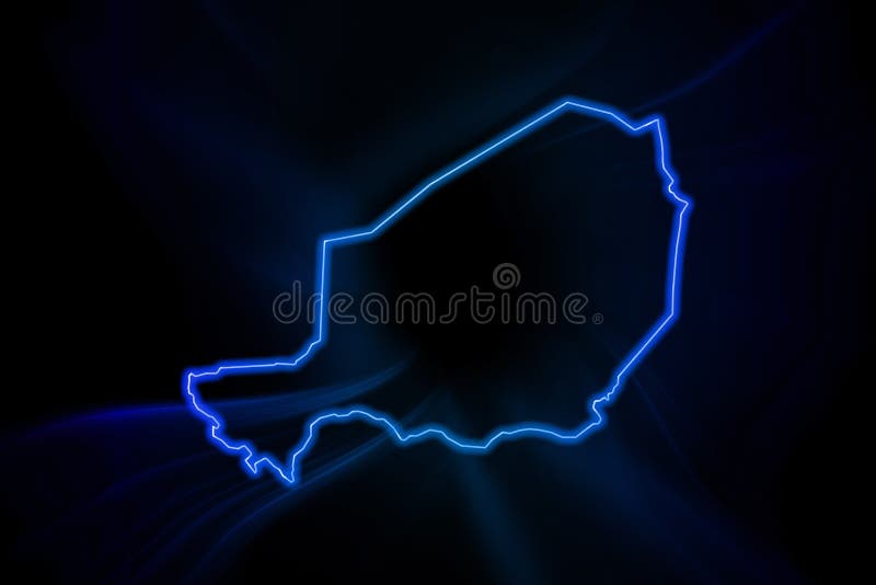 Glowing Map of Niger, Modern Blue Outline Map Stock Illustration ...