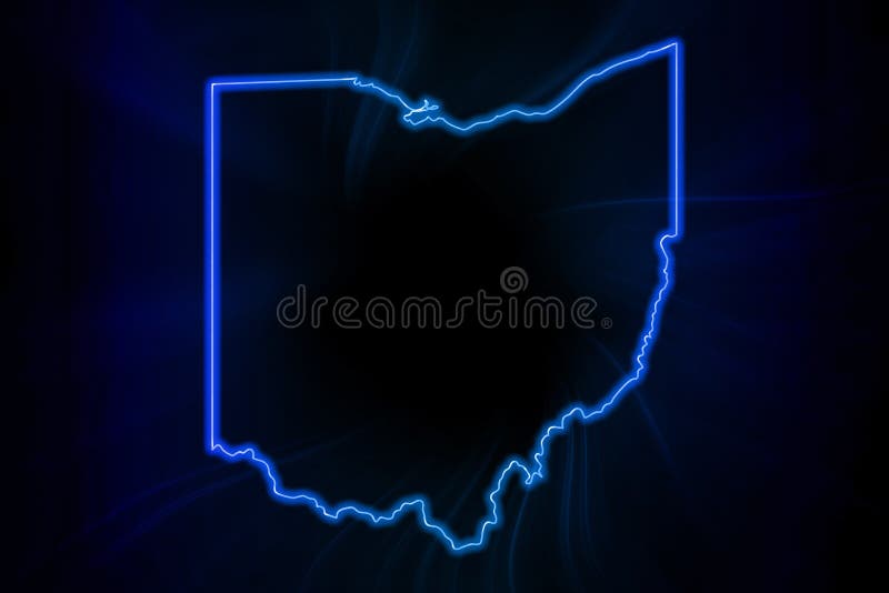 Glowing Map of Ohio, Modern Blue Outline Map Stock Illustration ...
