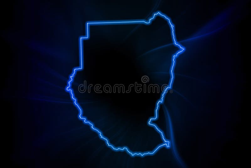 Glowing Map of Sudan, Modern Blue Outline Map Stock Illustration ...