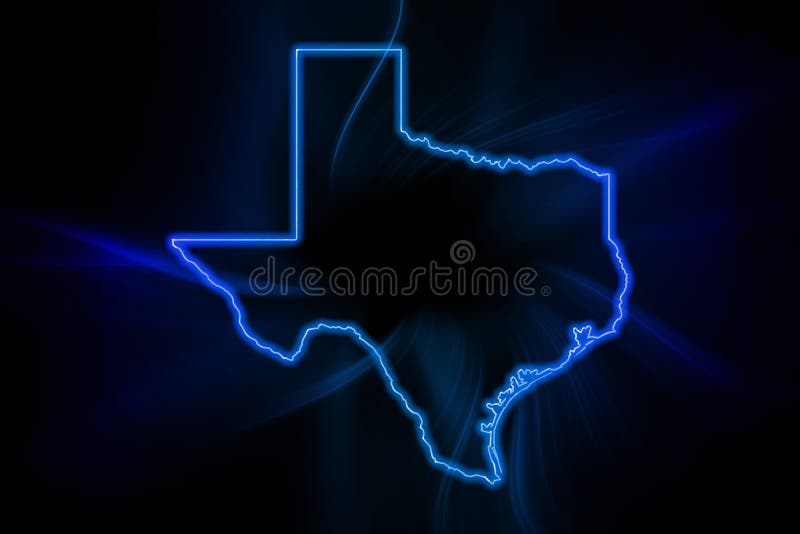 Glowing Map of Texas, Modern Blue Outline Map Stock Illustration ...