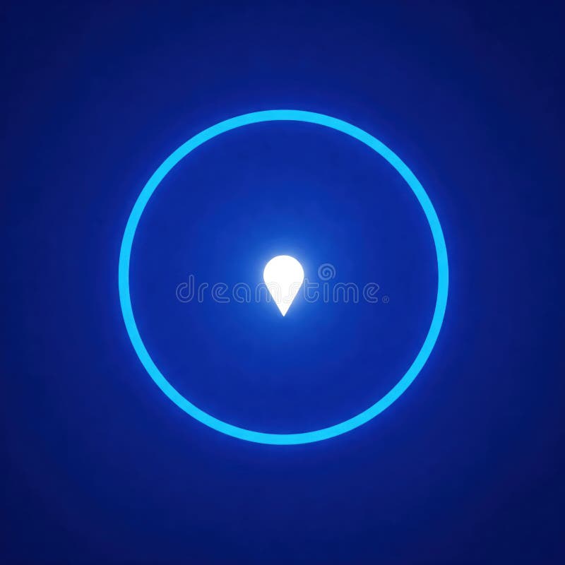 A Glowing Mark in a Circle on a Blue Background. Stock Photo - Image of ...