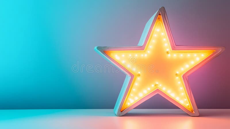 A Glowing Marquee Light in the Shape of a Star, Styled on a Clean Stock ...