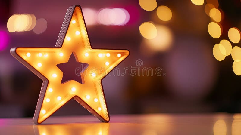 A Glowing Marquee Light in the Shape of a Star, Styled on a Clean Stock ...
