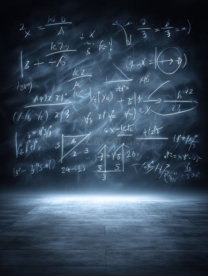 Glowing Math Equations on a Digital Chalkboard with Hand Drawing in ...