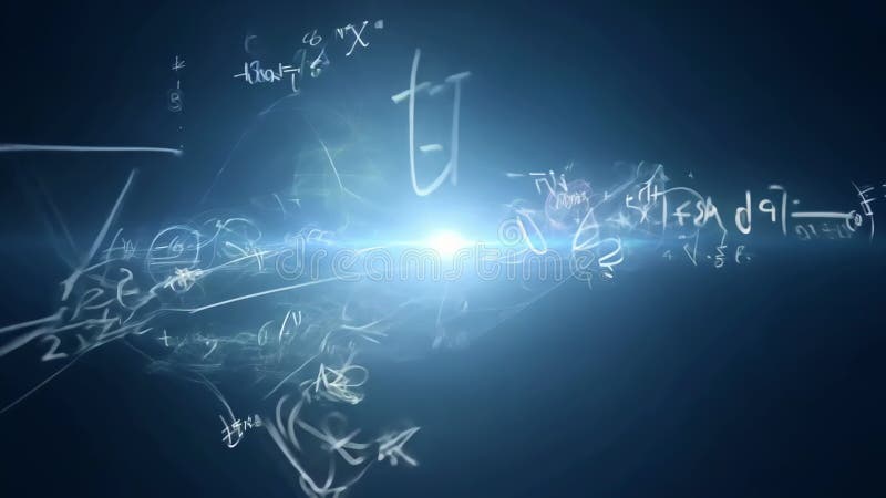 Glowing Mathematical Symbols and Formulas in Abstract Space. Concept of ...
