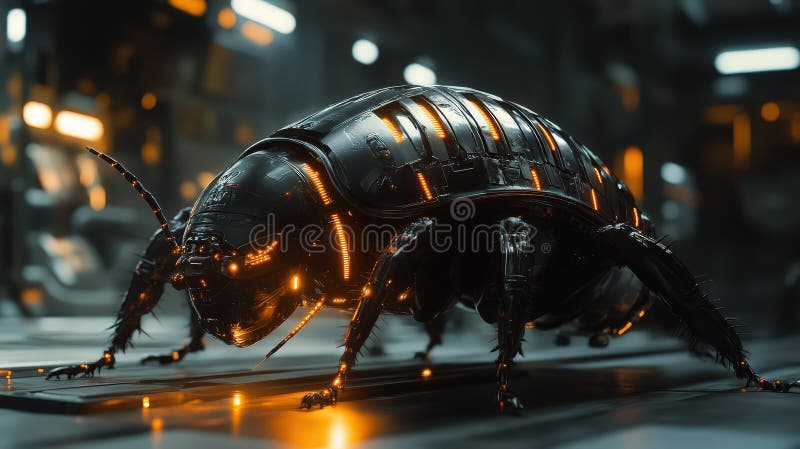 Mechanical Cockroach Scuttles through Futuristic Laboratory Filled with ...