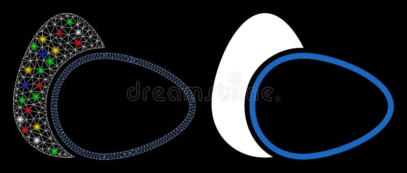 Glowing Mesh Wire Frame Boiled Eggs Icon with Flash Spots Stock ...