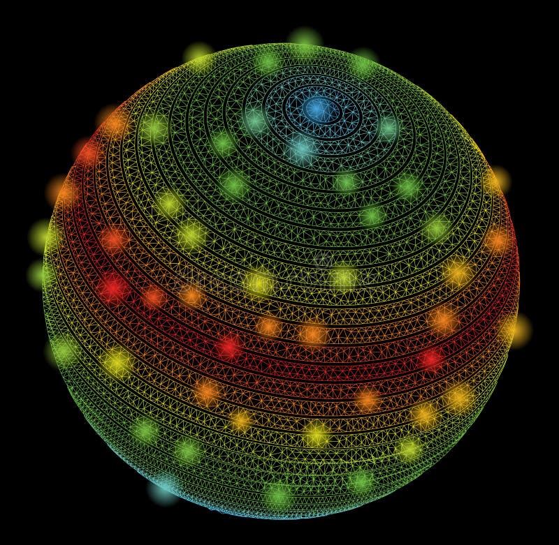 Glowing Mesh Carcass Abstract Sphere Spectrum Stripes with Flare Spots ...