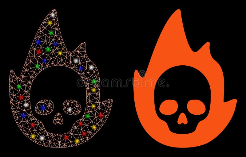 Glowing Mesh Carcass Mortal Flame Icon with Flash Spots Stock Vector ... Glowing Mesh Carcass Mortal Flame Icon with Flash Spots Stock Vector ...