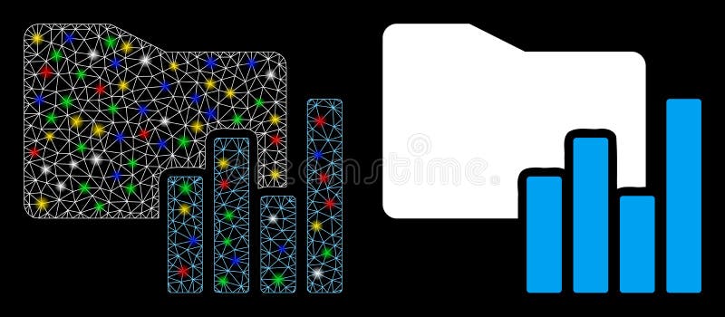 Flare Mesh Wire Frame Charts Folder Icon with Flare Spots Stock Vector ...