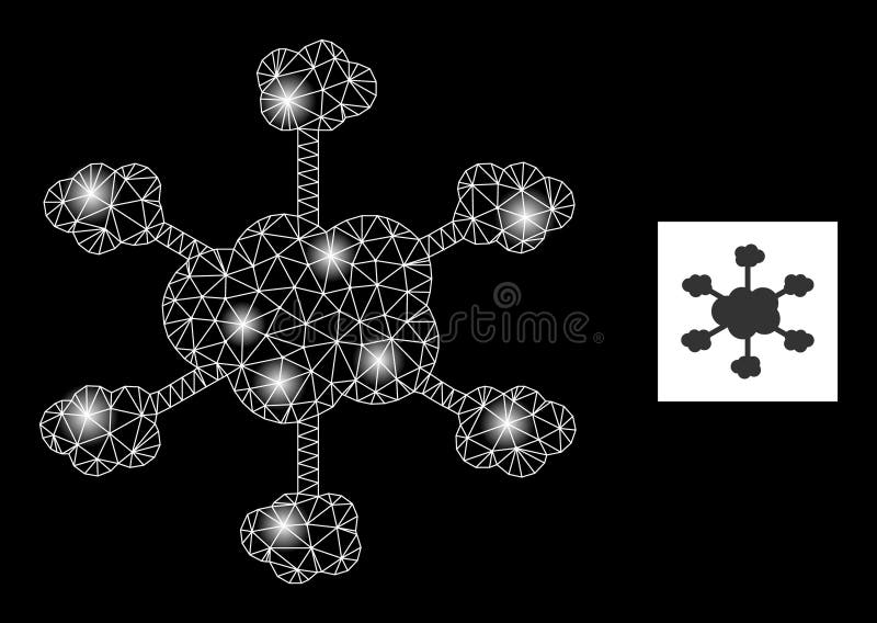 Glowing Mesh Cloud Network Icon with Glare Light Spots Stock Vector ...