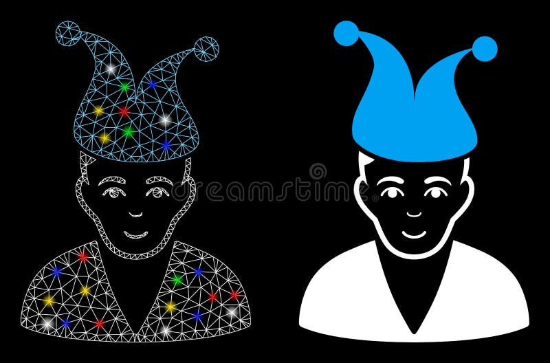 Glowing Mesh Wire Frame Clown Icon with Light Spots Stock Vector ...