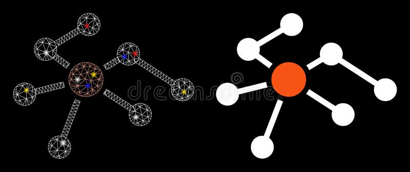 Flare Mesh Network Connections Icon with Flare Spots Stock Vector ...