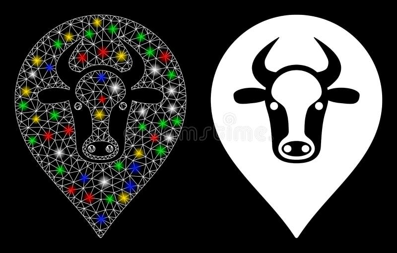 Flare Mesh 2D Cow Map Marker Icon with Flare Spots Stock Illustration ...