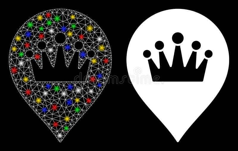 Flare Mesh Network Crown Marker Icon with Flare Spots Stock ...