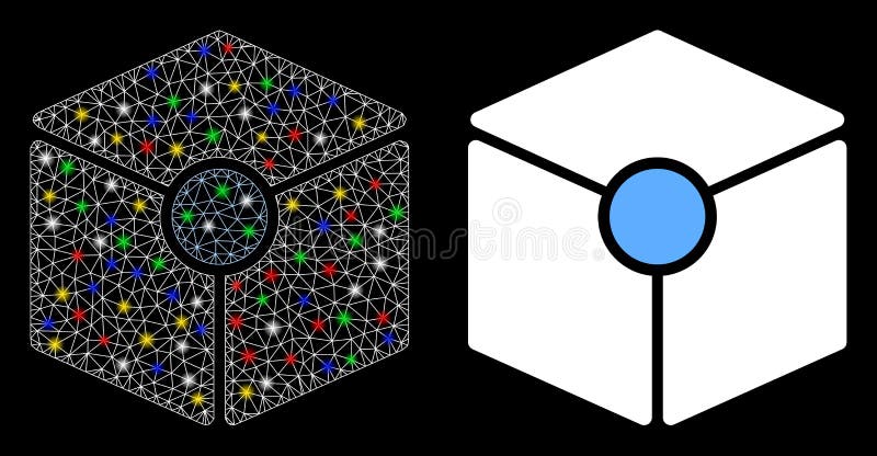 Flare Mesh 2D Cube Vertex Icon with Flare Spots Stock Vector ...
