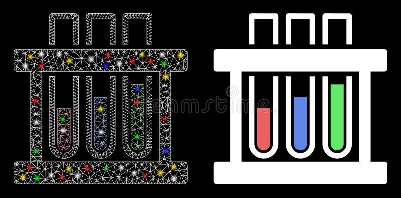 Glowing Mesh 2D Analysis Test-Tubes Icon with Flare Spots Stock Vector ...