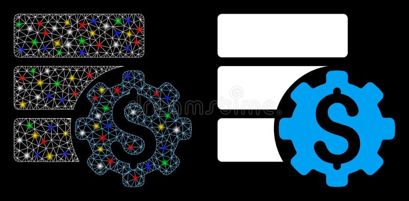 Glowing Mesh 2D Bank Database Options Icon with Flash Spots Stock ...