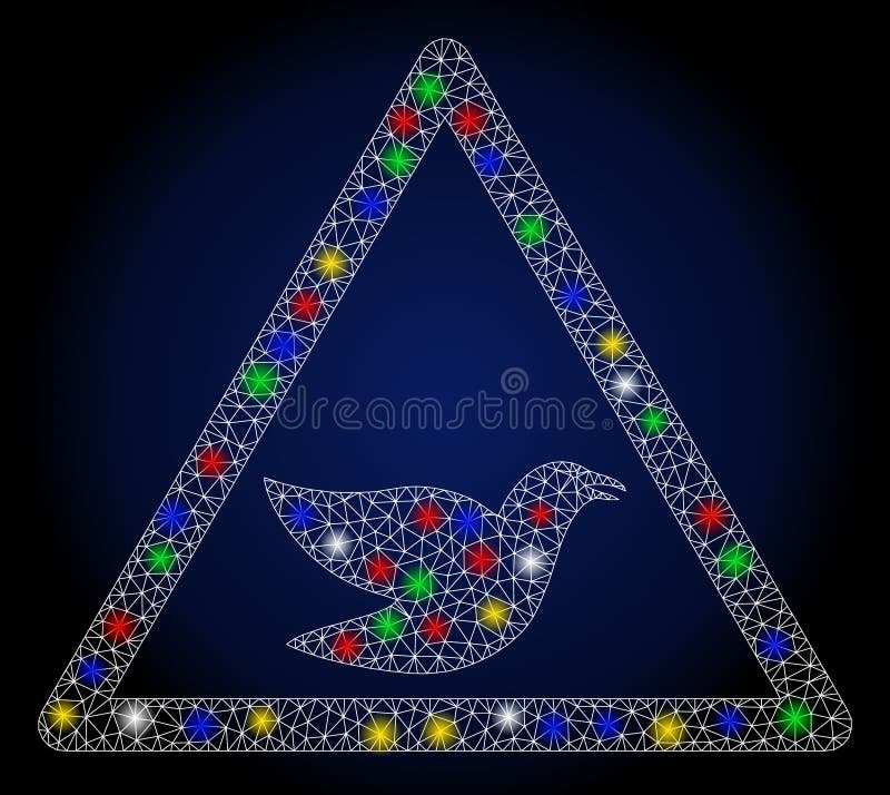 Glowing Mesh 2D Bird Warning with Color Light Spots Stock Illustration ...