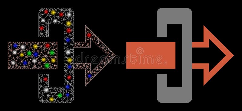 Glowing Mesh 2D Gateway Icon with Light Spots Stock Illustration ...