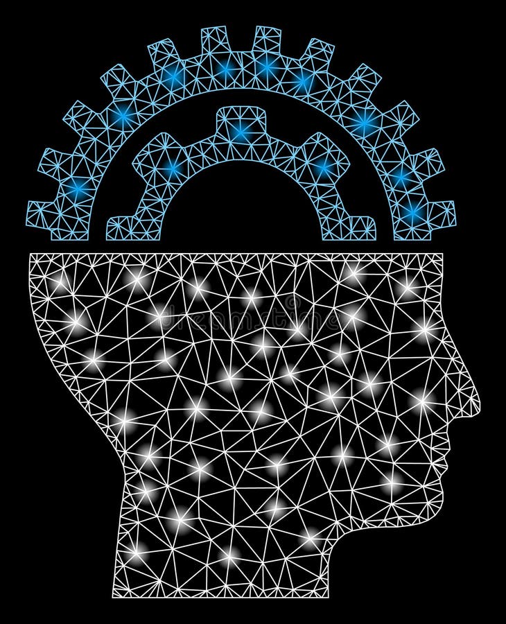 Glowing Mesh 2D Gear Engineer with Light Spots Stock Vector ...