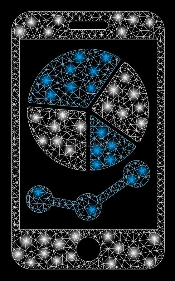 Glowing Mesh 2D Mobile Graphs with Light Spots Stock Vector ...