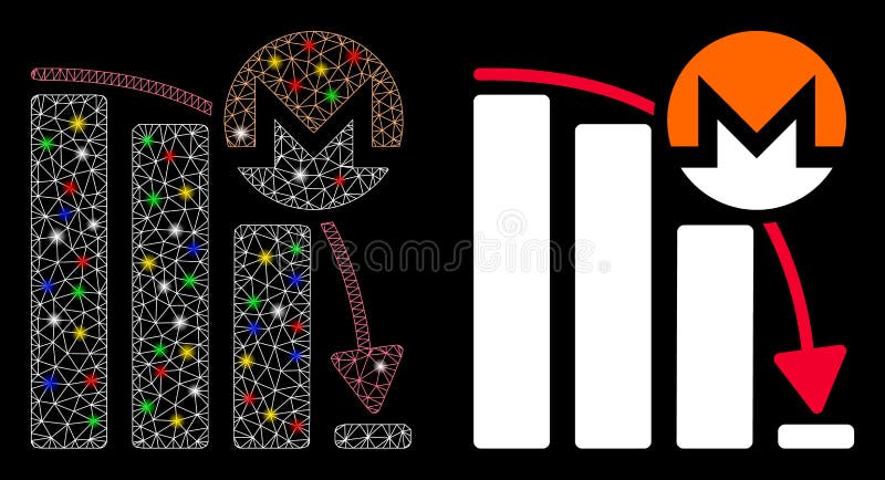 Glowing Mesh 2D Monero Falling Acceleration Chart Icon with Light Spots ... Glowing Mesh 2D Monero Falling Acceleration Chart Icon with Light Spots ...