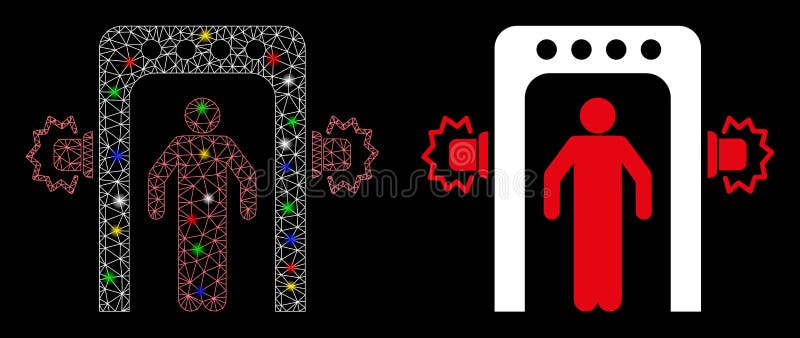 Glowing Mesh 2D Passenger Screening Icon with Flash Spots Stock Vector ...