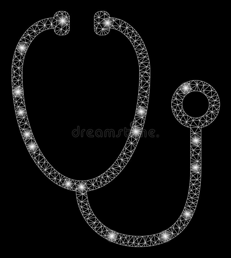 Glowing Mesh 2D Stethoscope with Flare Spots Stock Vector ...