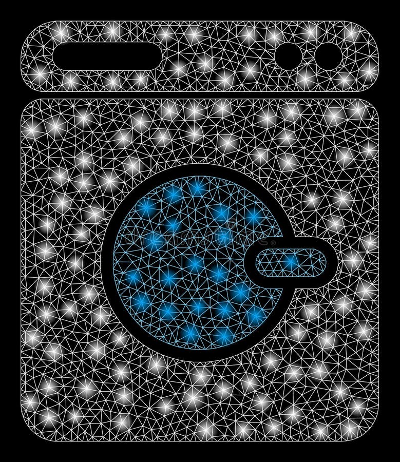 Glowing Mesh 2D Washing Machine with Light Spots Stock Vector ...