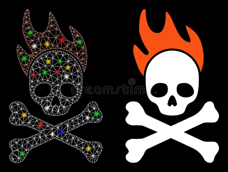 Bright Mesh 2D Death Fire Icon with Flash Spots Stock Illustration ...