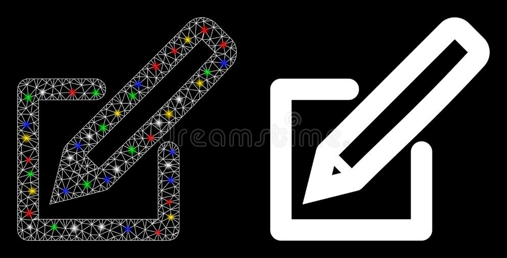 Bright Mesh Wire Frame Edit Icon with Flare Spots Stock Vector ...