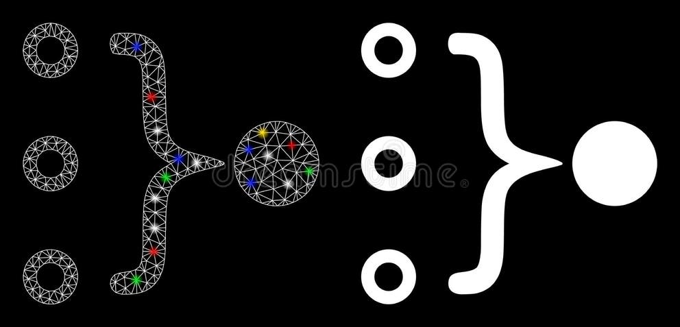 Flare Mesh Wire Frame Element Aggregation Icon with Flare Spots Stock ...