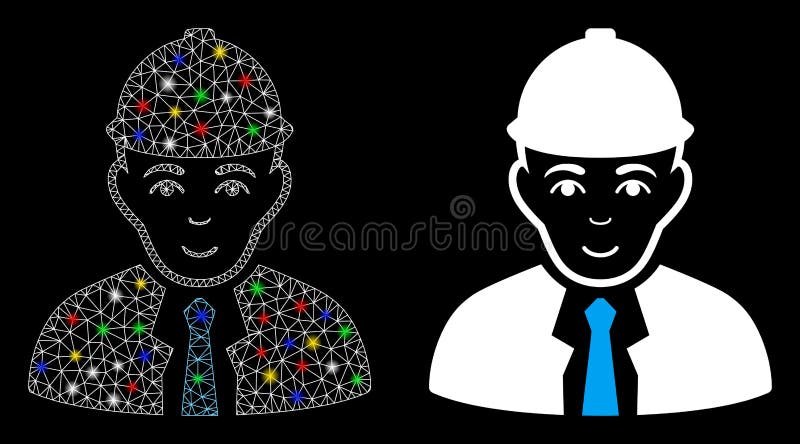 Glowing Mesh Network Engineer Icon with Light Spots Stock Vector ...