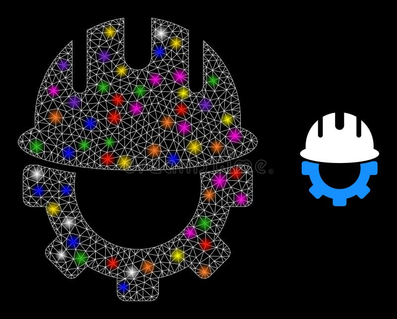 Glowing Mesh Engineering Icon with Glare Color Light Spots Stock Vector ...