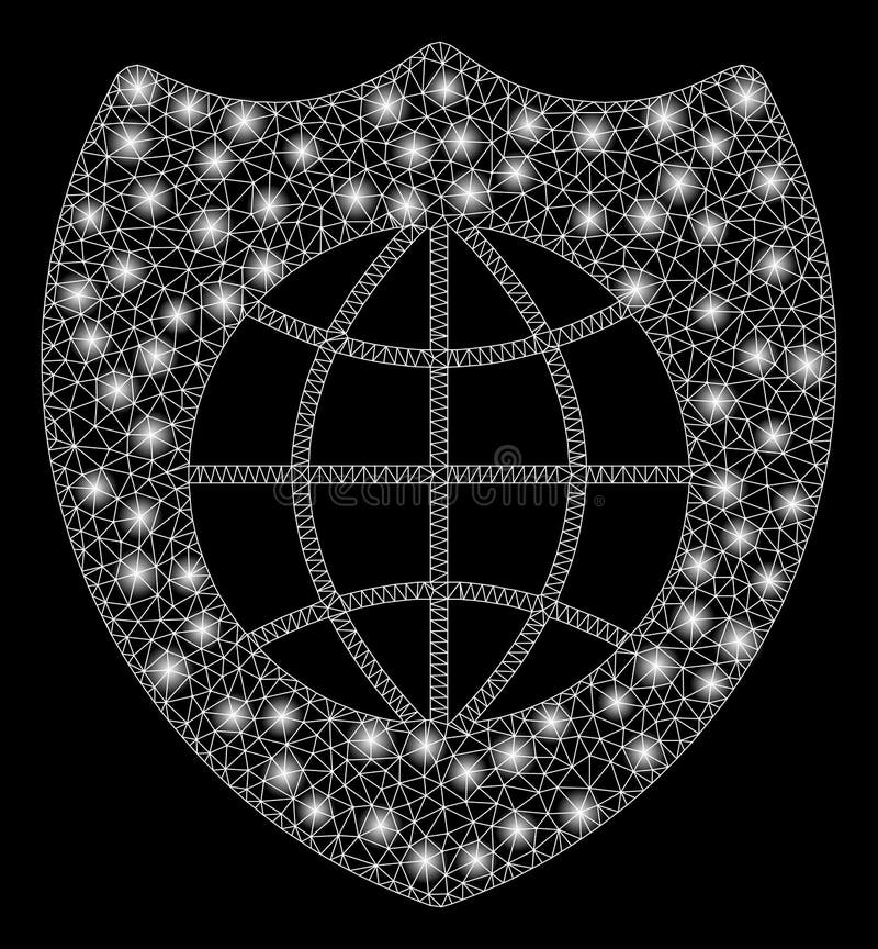 Flare Mesh Wire Frame Global Shield with Light Spots Stock Vector ...