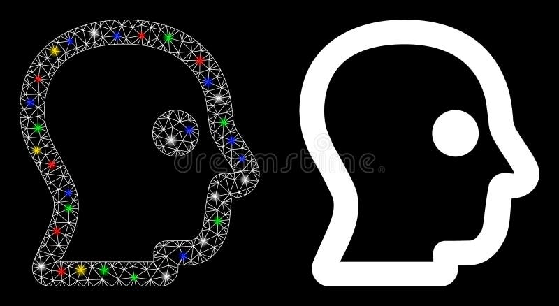 Bright Mesh Network Head Profile Icon with Flare Spots Stock Vector ...