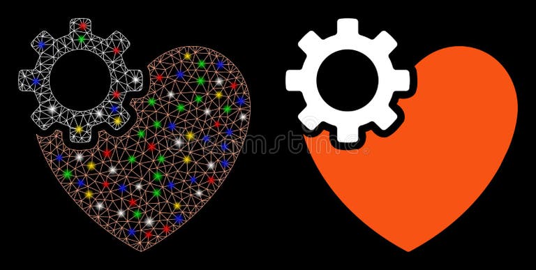 Bright Mesh Wire Frame Heart Surgery Icon with Flash Spots Stock Vector ...