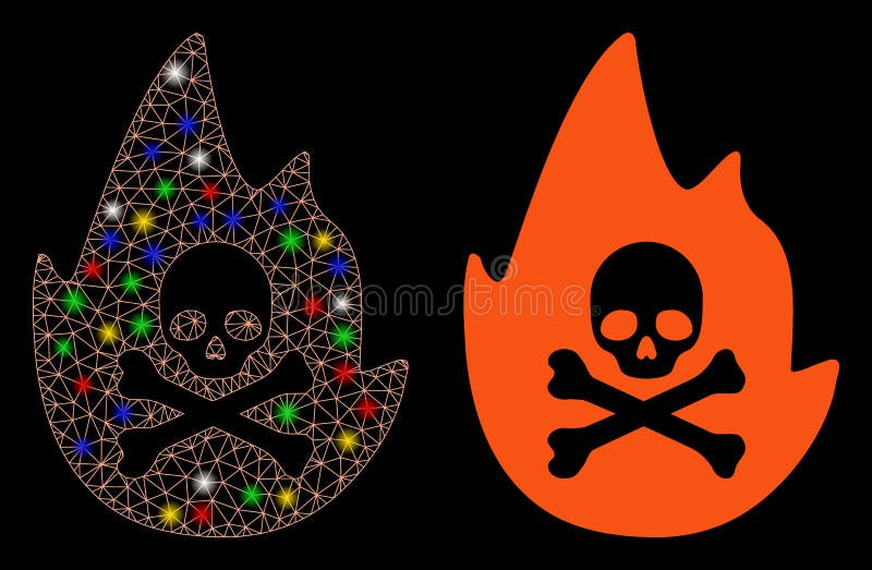 Flare Mesh Network Hellfire Icon with Light Spots Stock Illustration ...