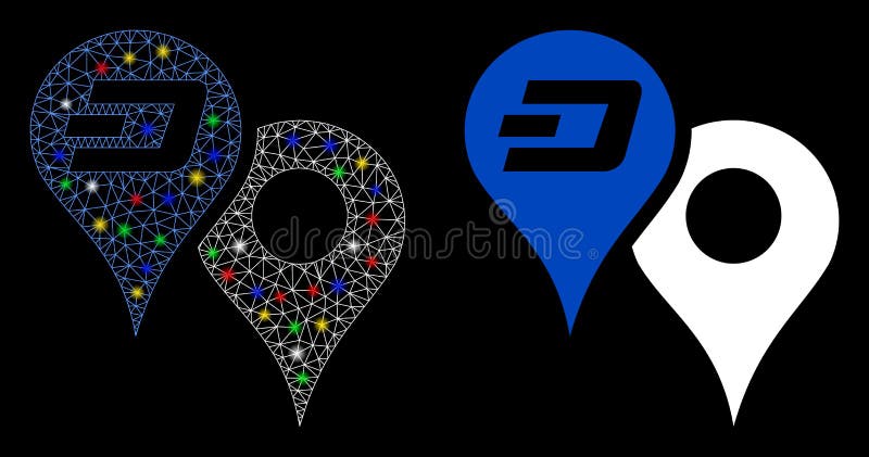 Glowing Mesh Network Dashcoin Map Pointers Icon with Flash Spots Stock ... Glowing Mesh Network Dashcoin Map Pointers Icon with Flash Spots Stock ...