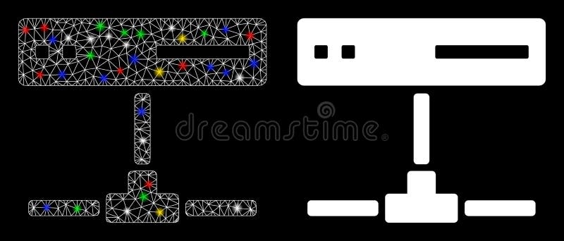 Flare Mesh Wire Frame Network Device Icon with Flare Spots Stock Vector ...
