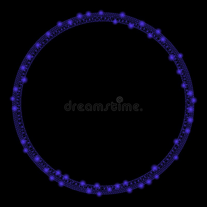 Glowing Mesh Network Double Circle Frame with Light Spots Stock Vector ...