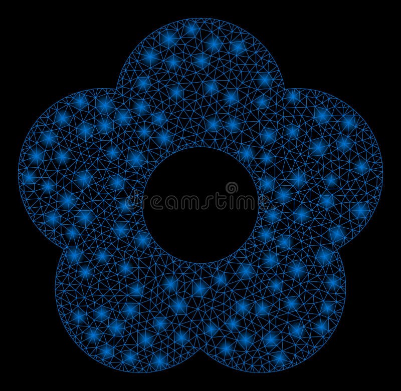 Glowing Mesh Network Flower with Light Spots Stock Vector ...